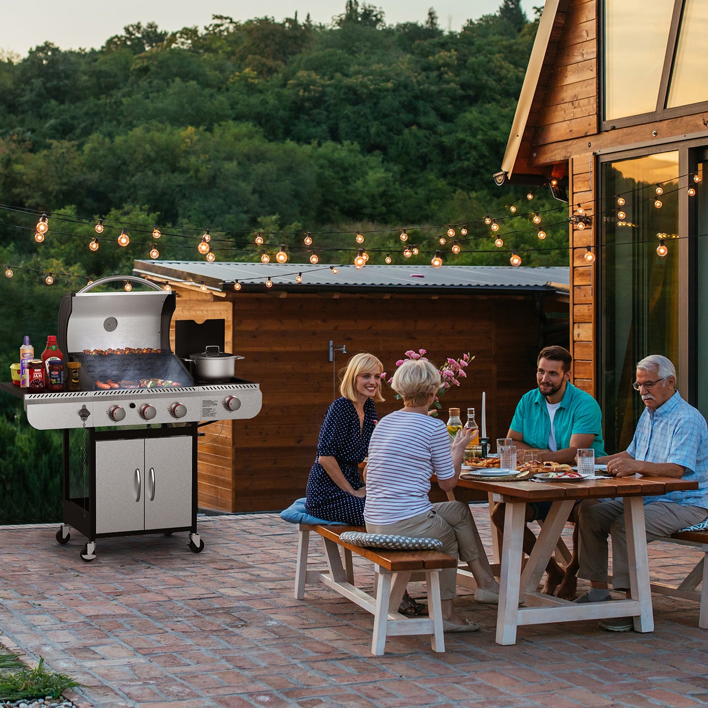 3+1/4+1 Burner Freestanding Propane Gas Grill With Side Burner And Cab ...