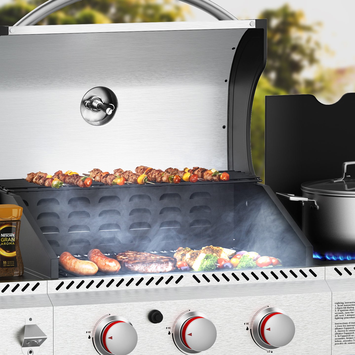 3+1/4+1 Burner Freestanding Propane Gas Grill With Side Burner And Cab ...