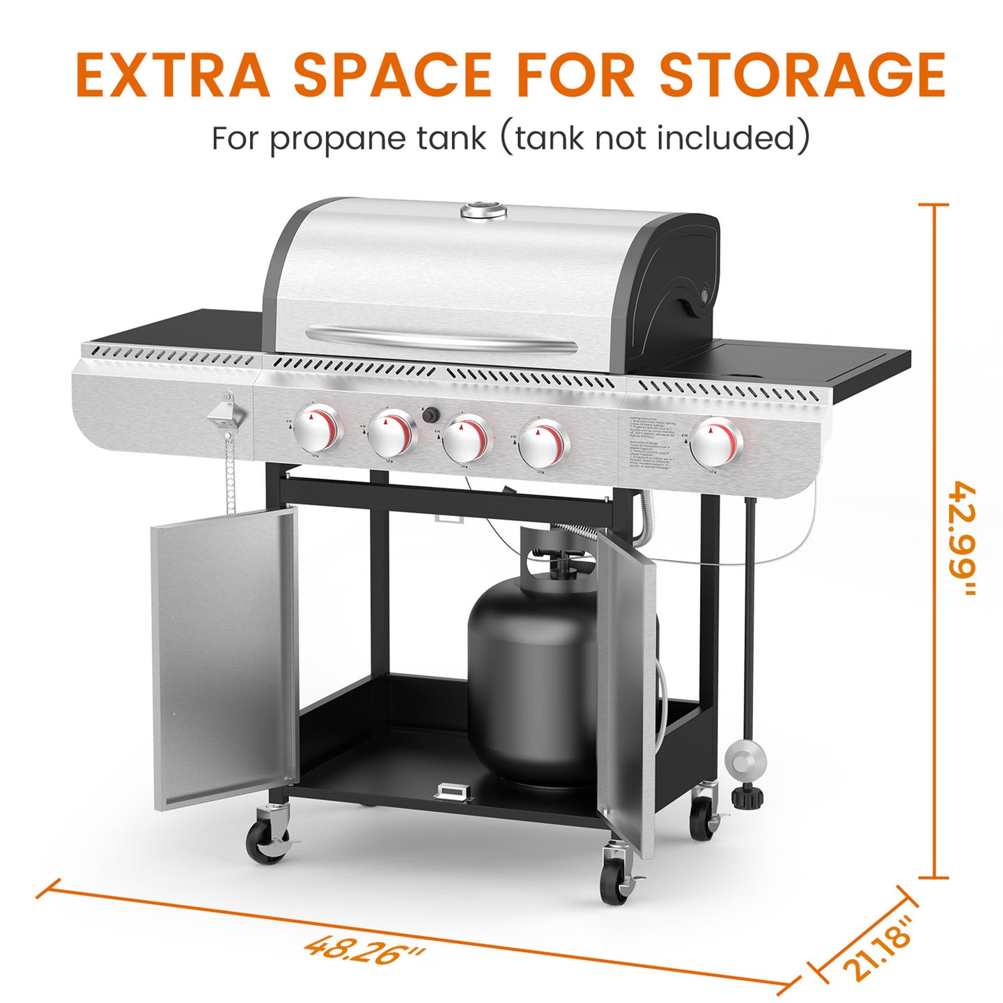 3+1/4+1 Burner Freestanding Propane Gas Grill With Side Burner And Cab ...