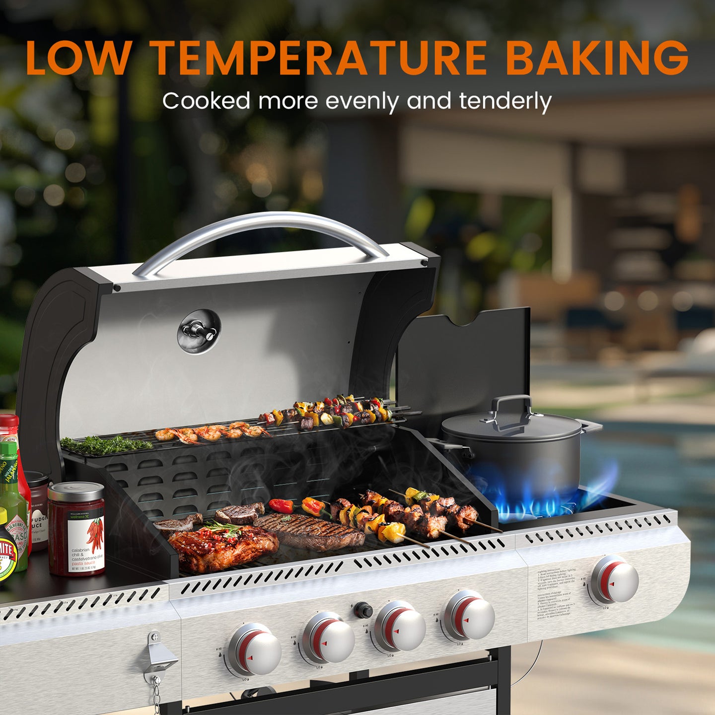 3+1/4+1 Burner Freestanding Propane Gas Grill With Side Burner And Cab ...