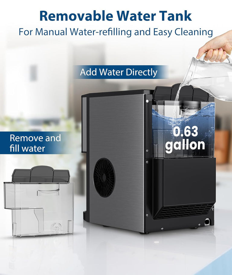 Cowsar Silent Nugget Ice Maker – 33 lbs/24H, Self-Cleaning, 1.8L Tank