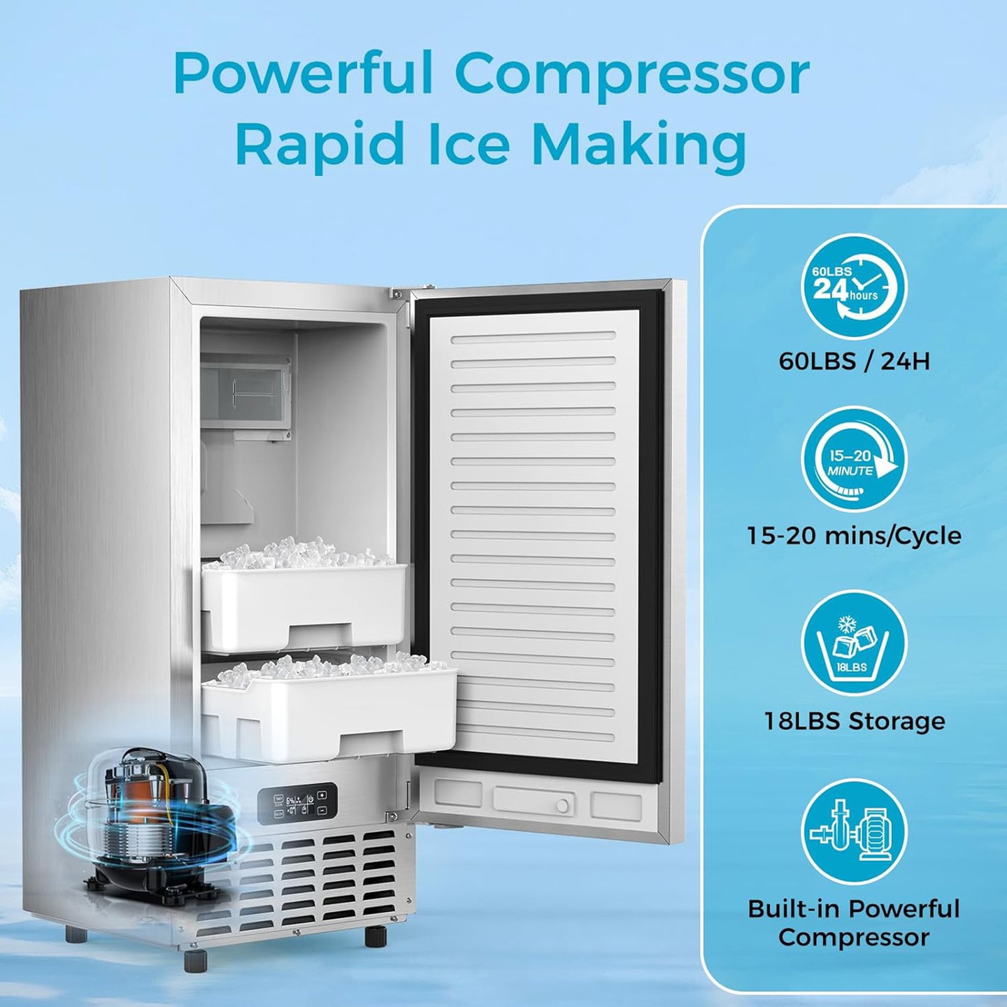 44lbs/24H Nugget Ice Maker Countertop Dispenser – Cowsar